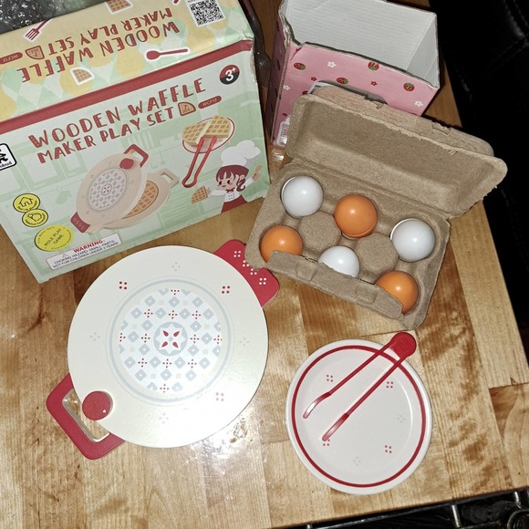 Robud | Toys | Copy Adorable Eco Friendly Child Play Wooden Eggs And Wooden Waffle Iron | Poshmark